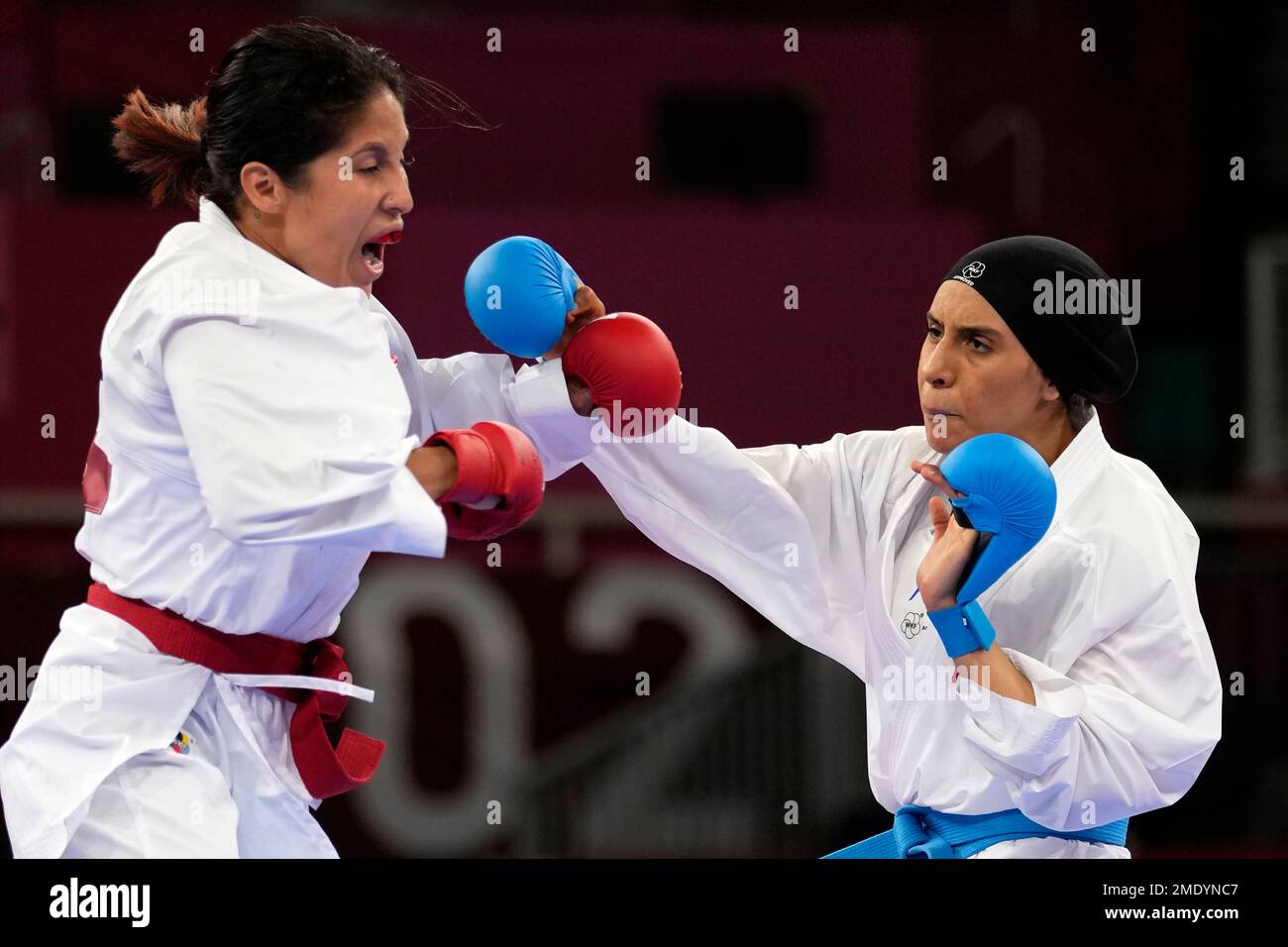Alexandra Vanessa Grande Risco of Peru, left, and Btissam Sadini of ...