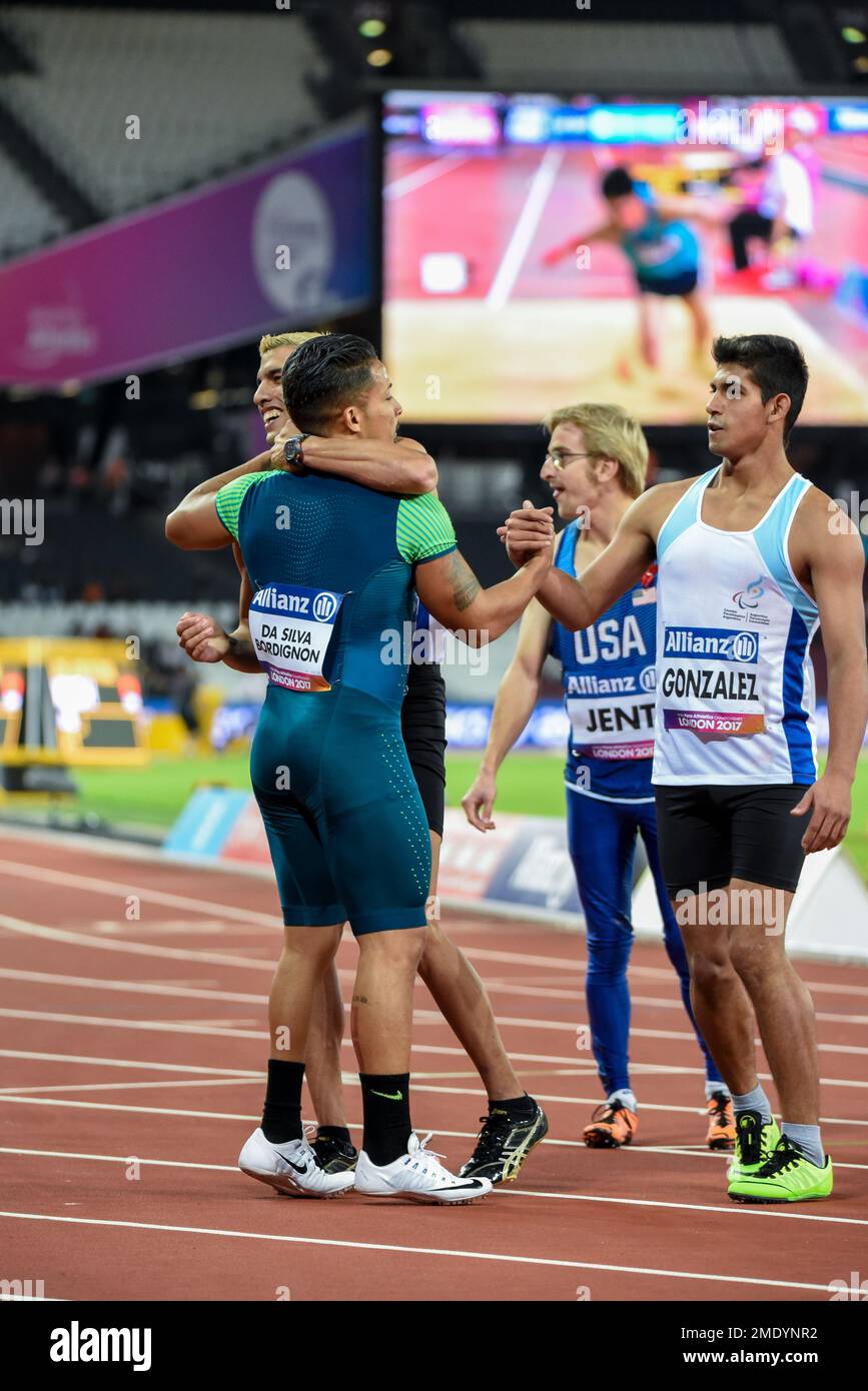 Athletes celebrating after competing in 2017 World Para Athletics ...