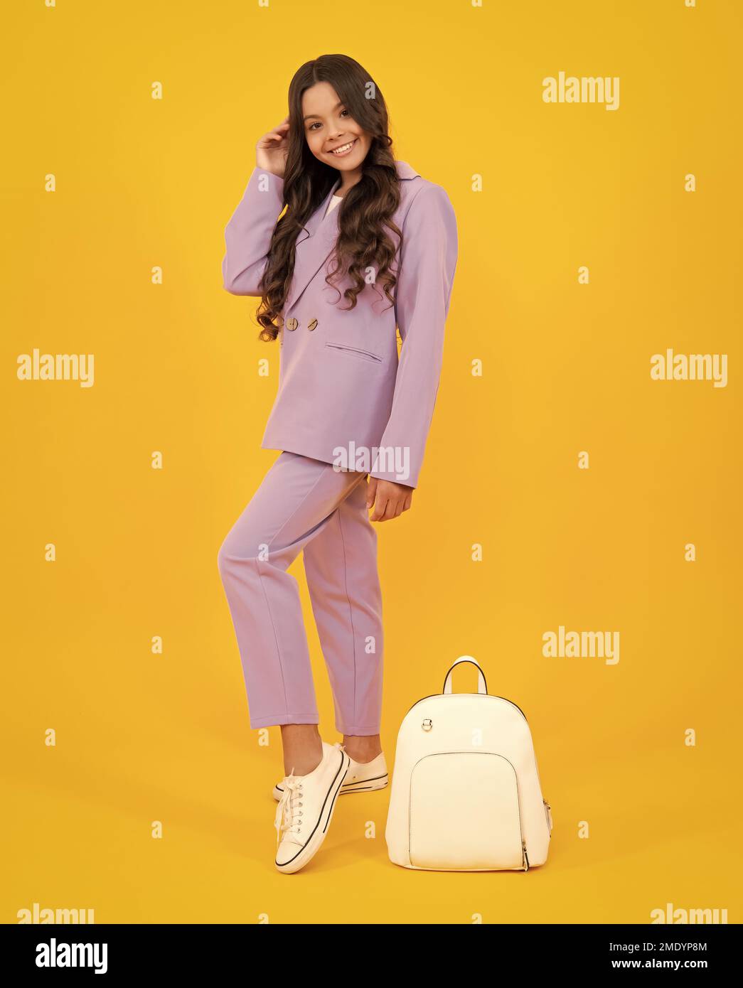 School teen with backpack. Teenager student, isolated background ...