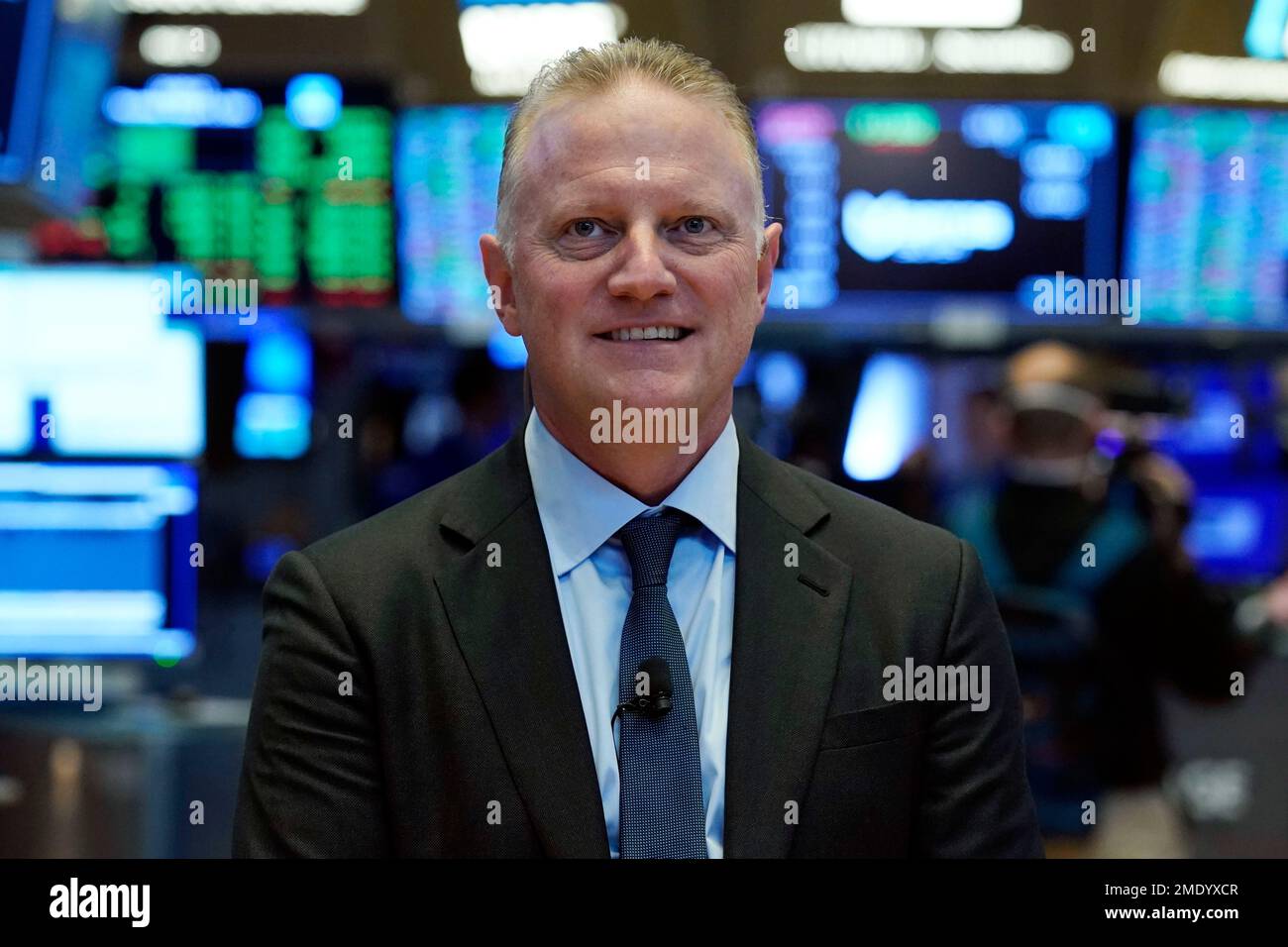 Weber Inc. CEO Chris Scherzinger is interviewed on the trading floor of ...