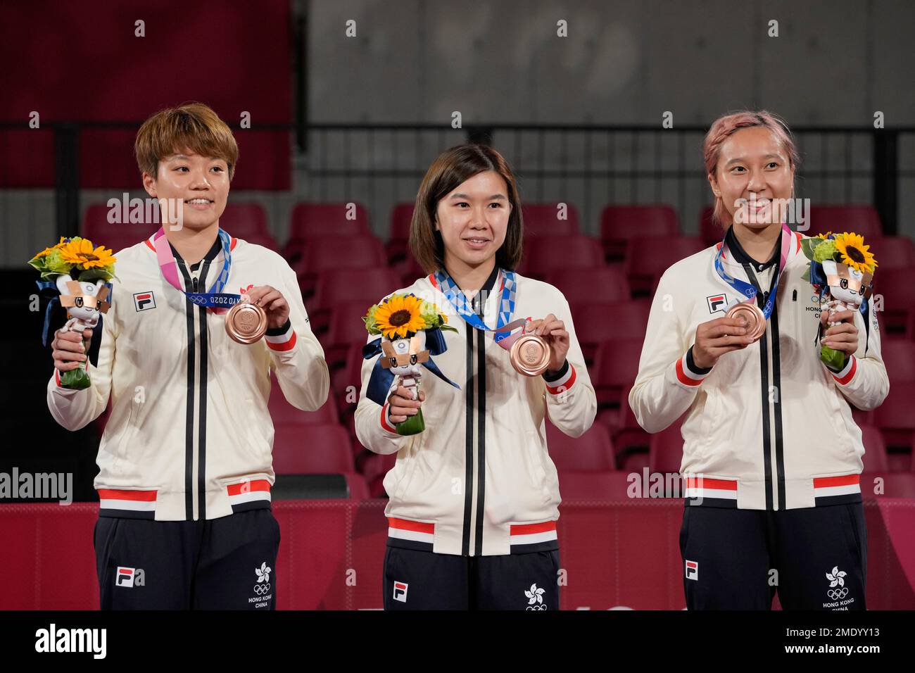 From left, bronze medalists Doo Hoi-kem, Lee Ho-ching, and Minnie Soo ...