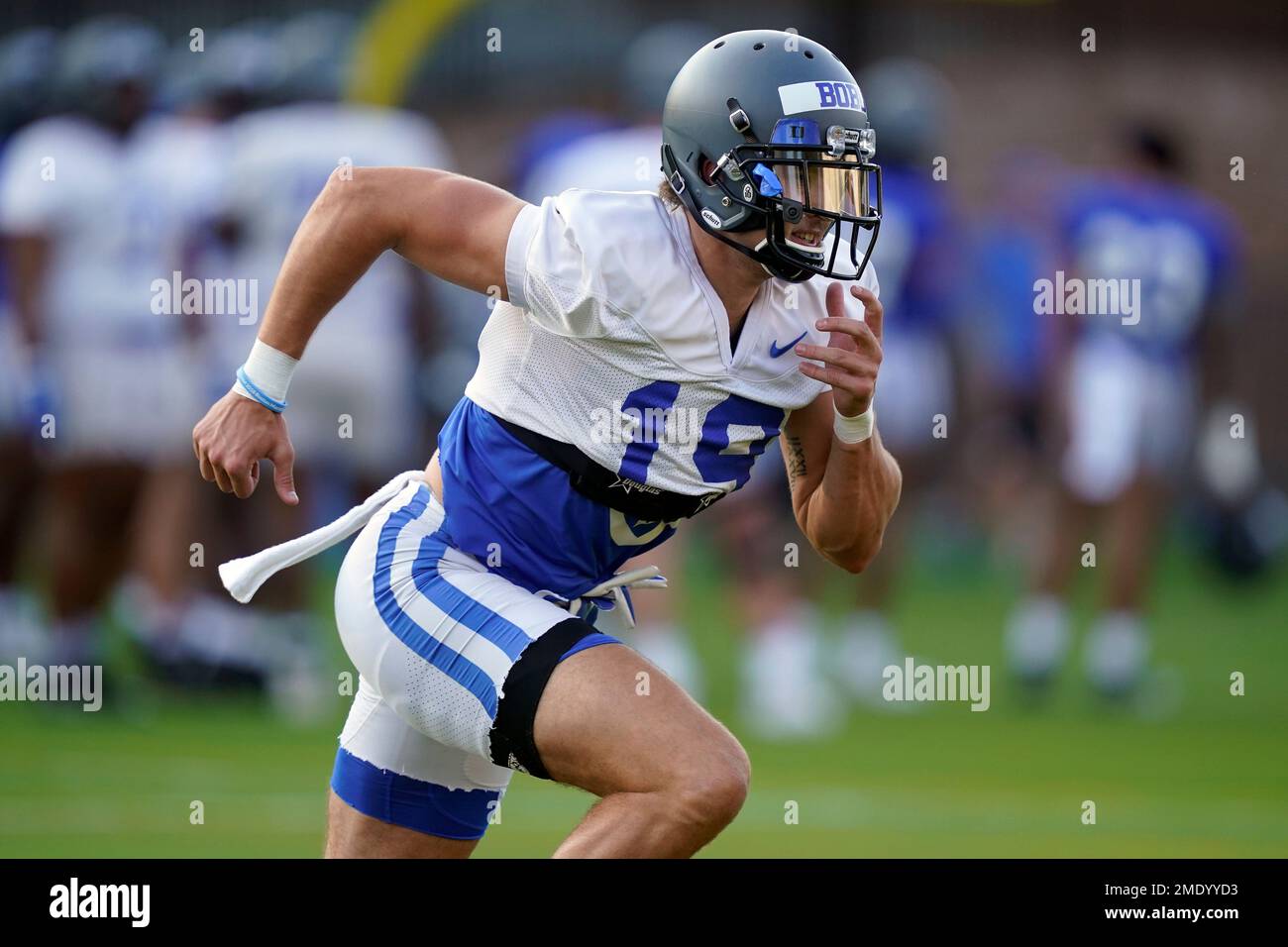 Duke wide receiver Jake Bobo runs during an NCAA college football ...