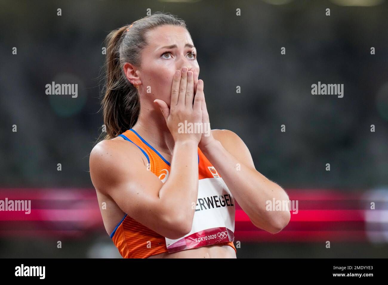 Bronze medalist Emma Oosterwegel, of the Netherlands, reacts after the ...