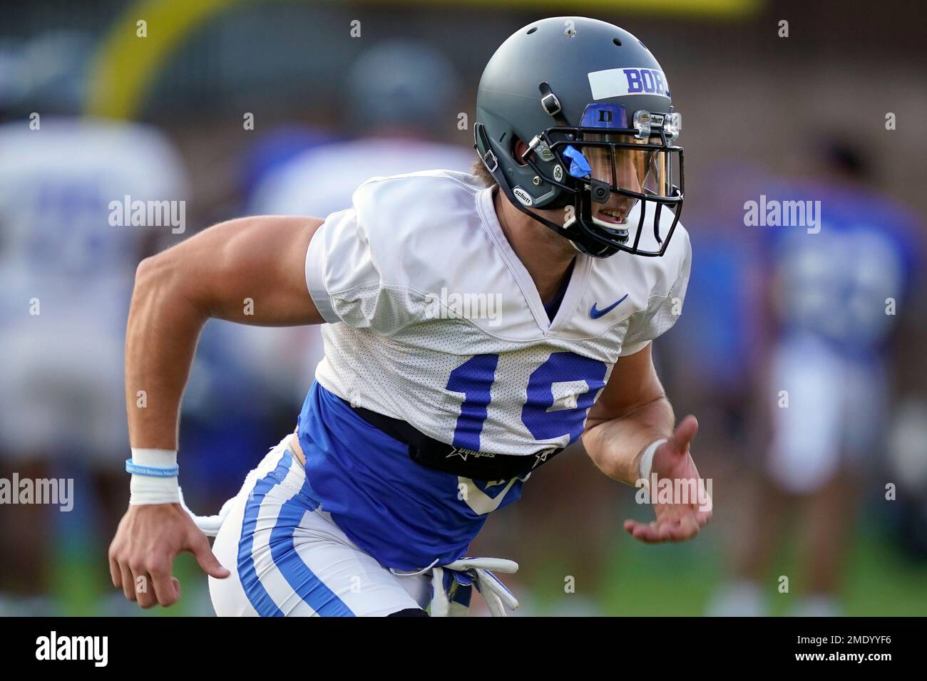 Duke wide receiver Jake Bobo runs during an NCAA college football ...