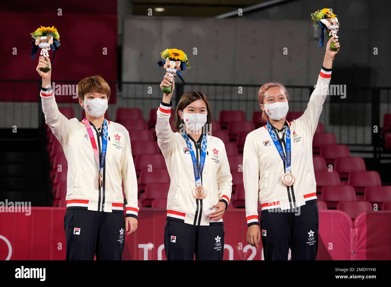 From left, bronze medalists Doo Hoi-kem, Lee Ho-ching, and Minnie Soo ...