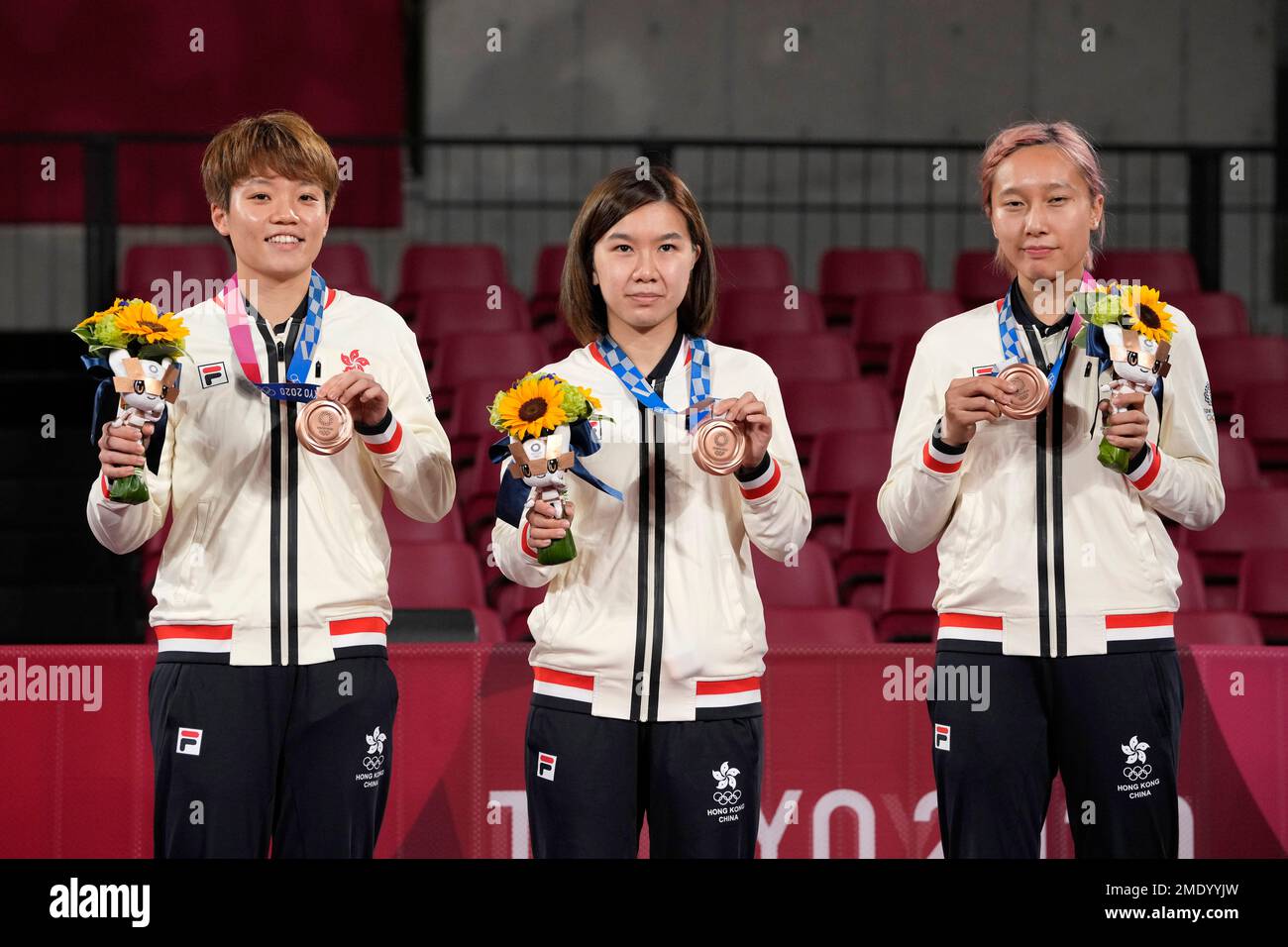 From left, bronze medalists Doo Hoi-kem, Lee Ho-ching, and Minnie Soo ...