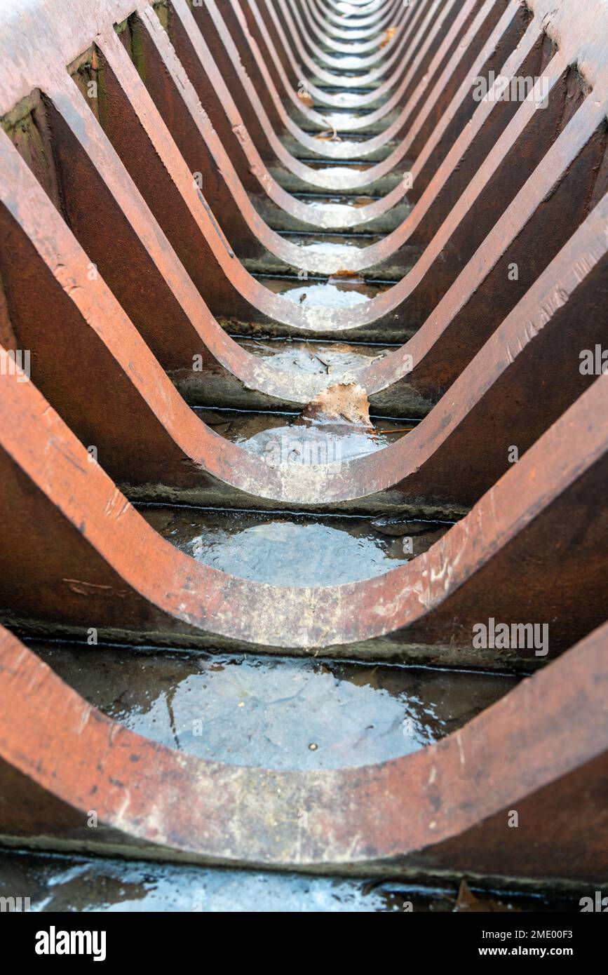 Frosty and Cold Steel Cage Resembling a Ribcage Stock Photo - Alamy