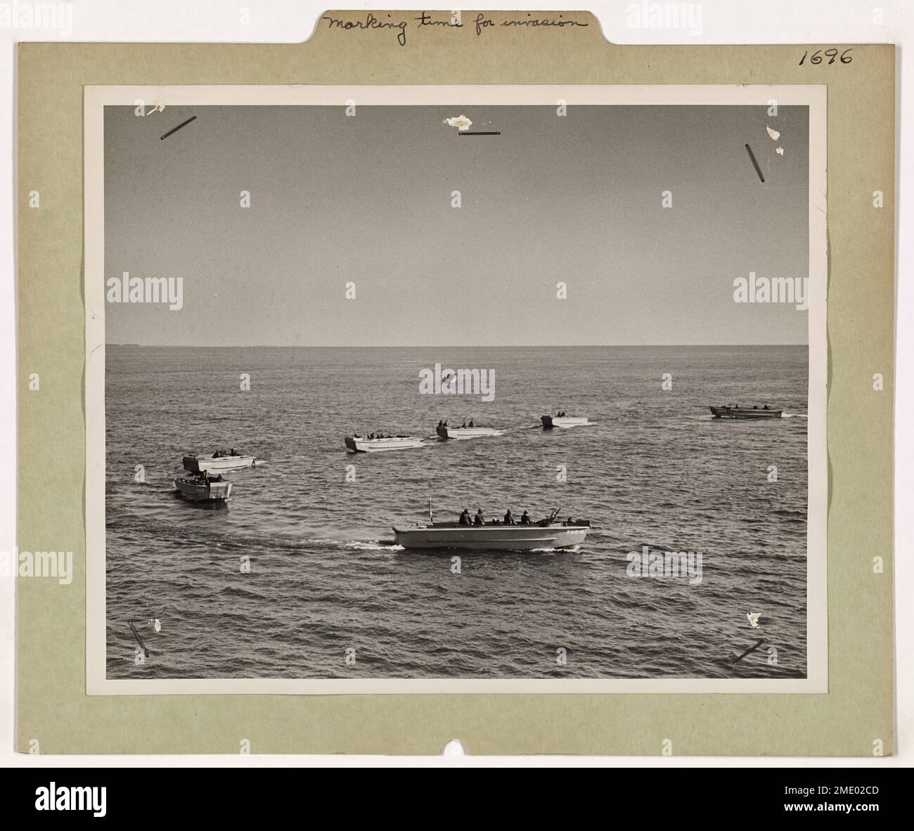 Coast Guard-manned landing barges are shown during an invasion ...