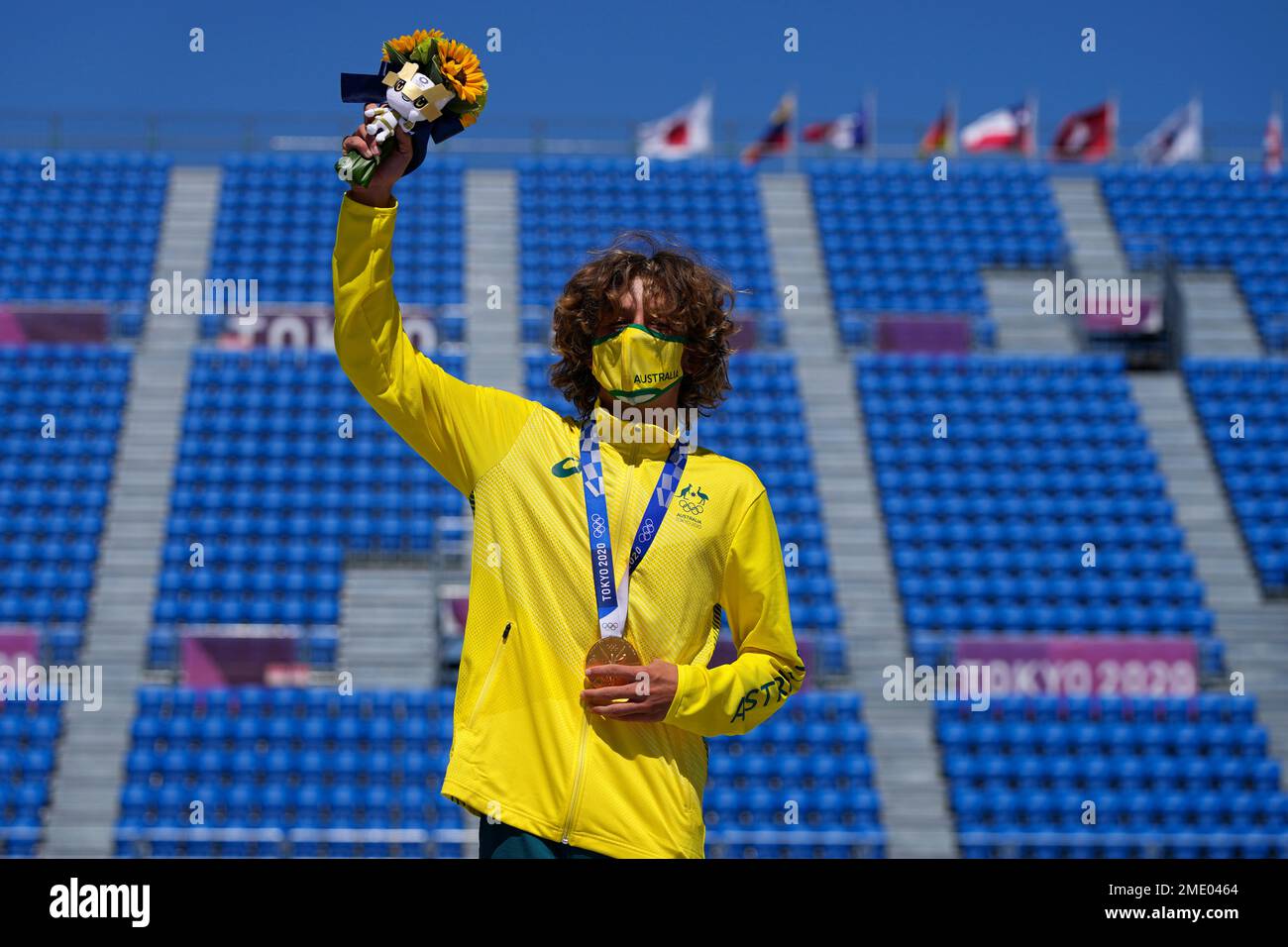 Gold medal winner Keegan Palmer of Australia poses for photos after the ...
