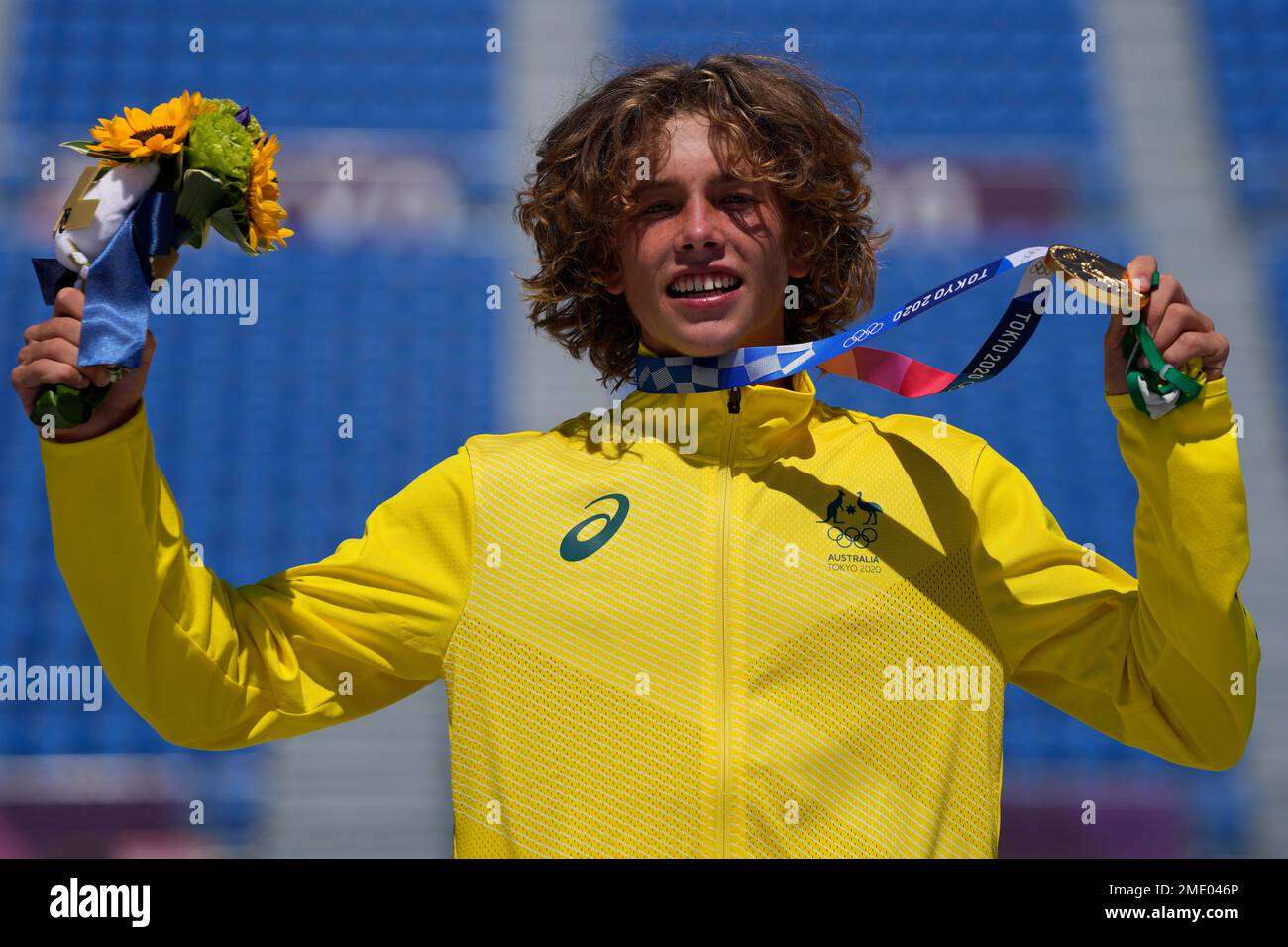 Gold medal winner Keegan Palmer of Australia poses for photos after the ...