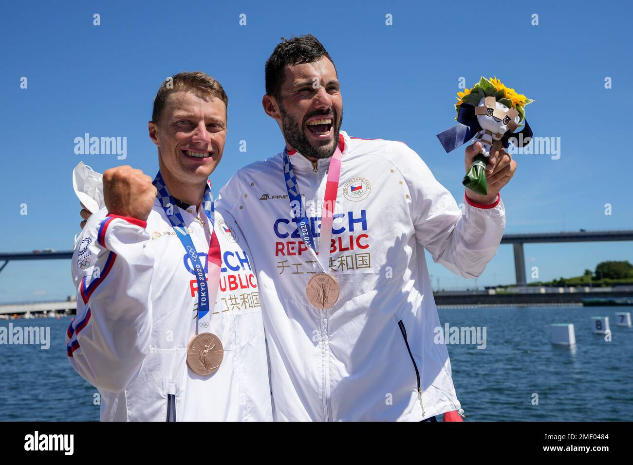 Radek Slouf, left, and Josef Dostal, of the Czech Republic, celebrate ...