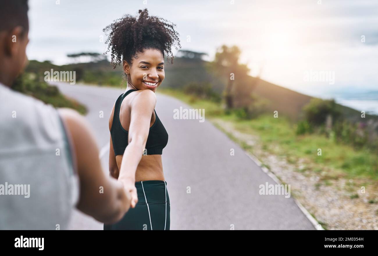 Woman leading partner hand hi-res stock photography and images - Alamy
