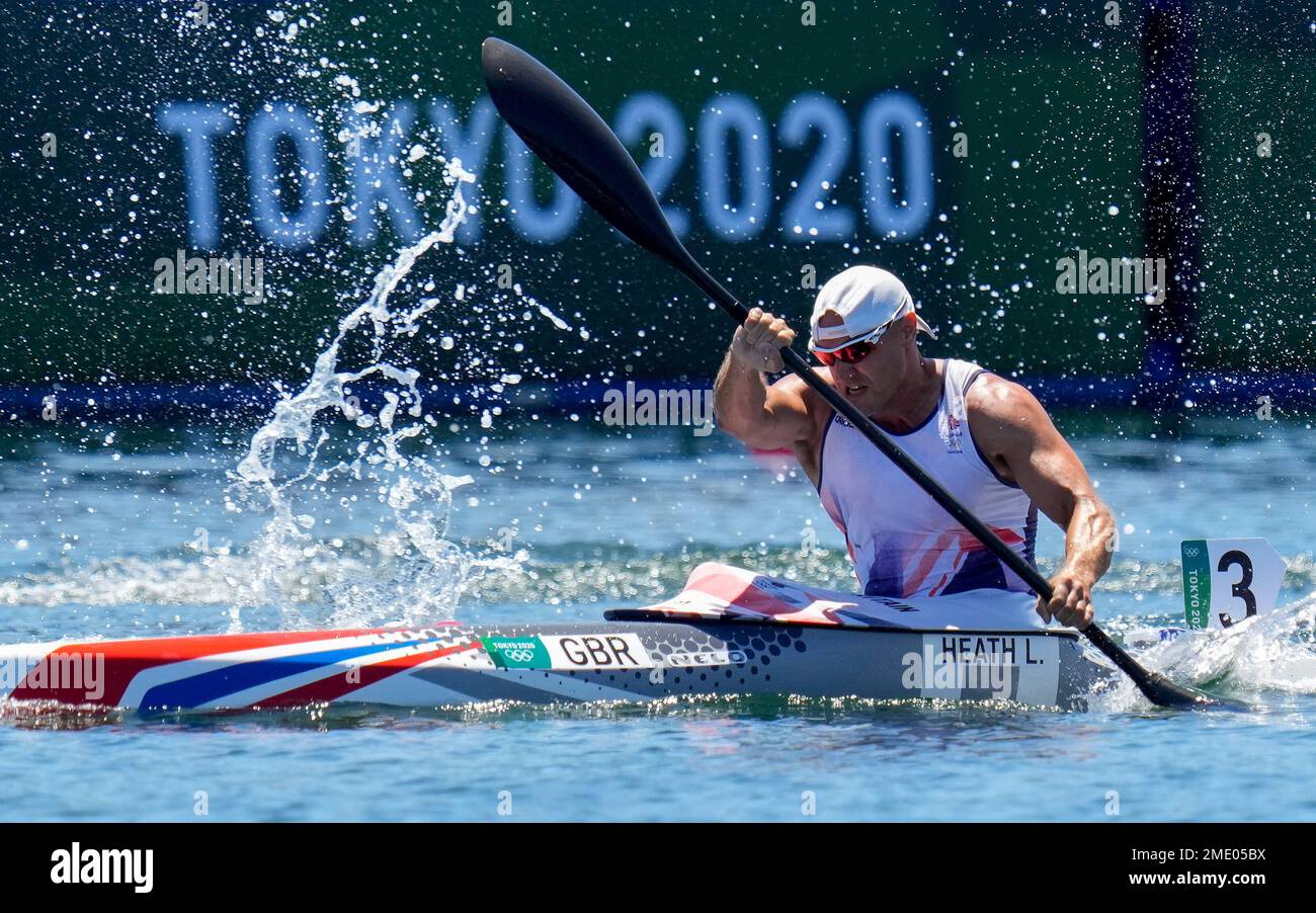 Liam Heath, of Great Britain, competes in men's kayak single 200m final ...