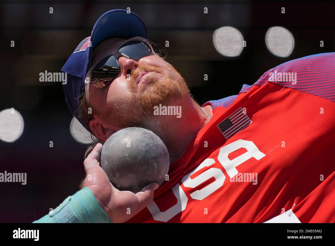 Ryan Crouser, of United States, competes in the final of the men's shot ...