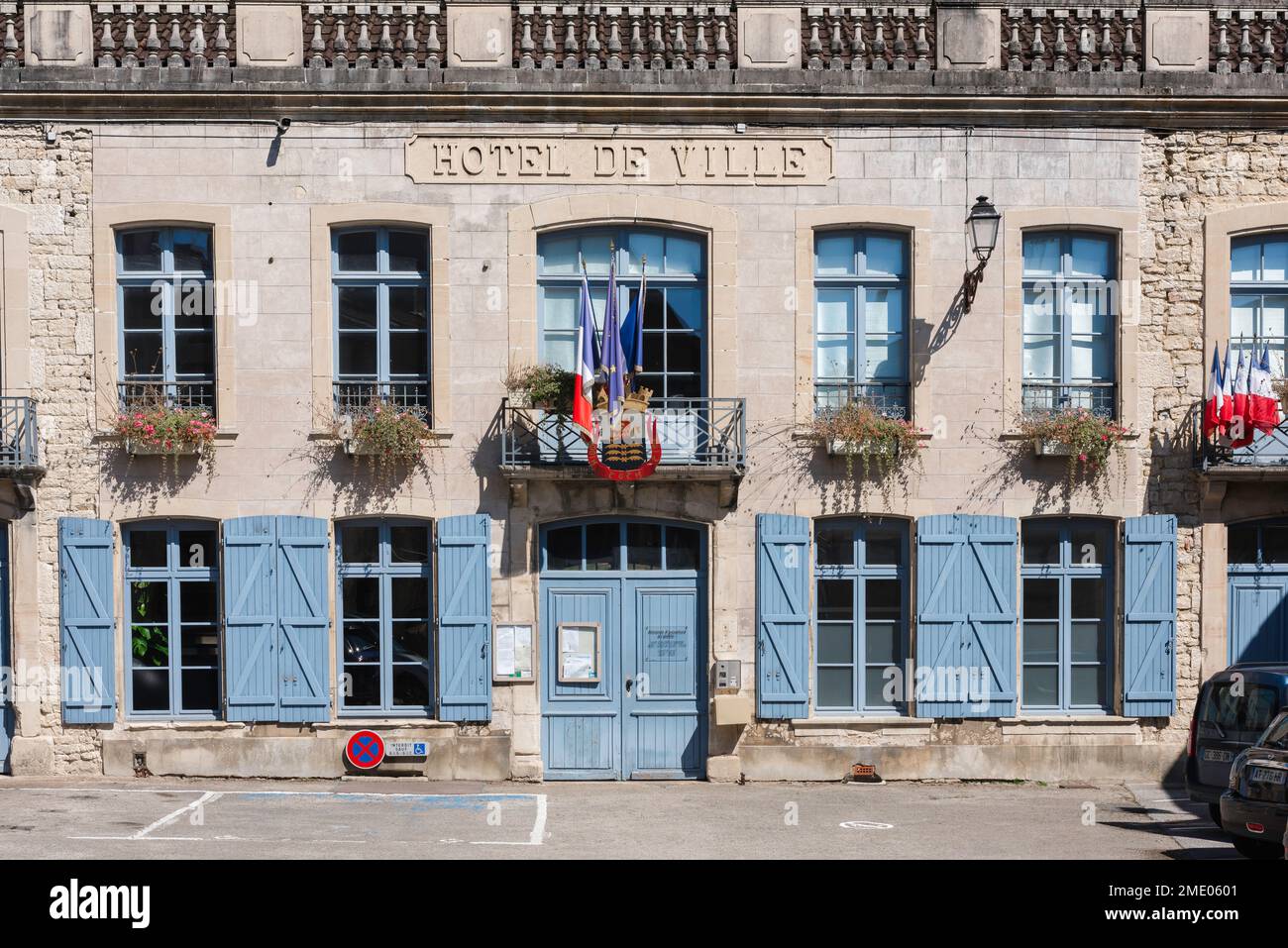 France country town, view in summer of a typically French Hotel de ...