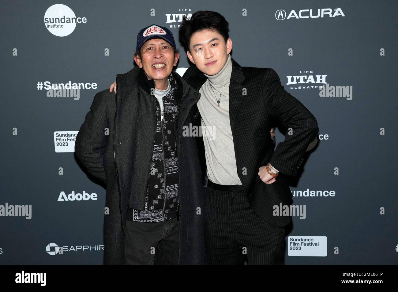 Yayu A.W. Unru, left, and Rich Brian attend the premiere of "Jamojaya ...