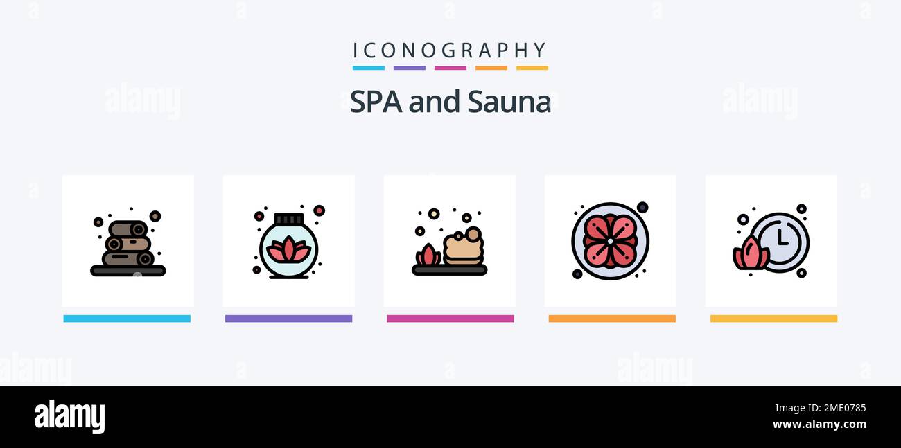 Sauna Line Filled 5 Icon Pack Including . soft skin. lotus. oil. lotus. Creative Icons Design ...