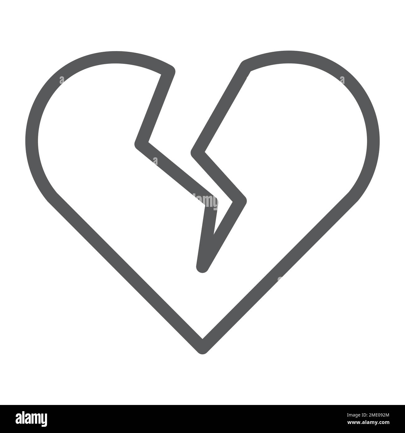 Broken heart line icon, valentine and relationship, sad love sign ...