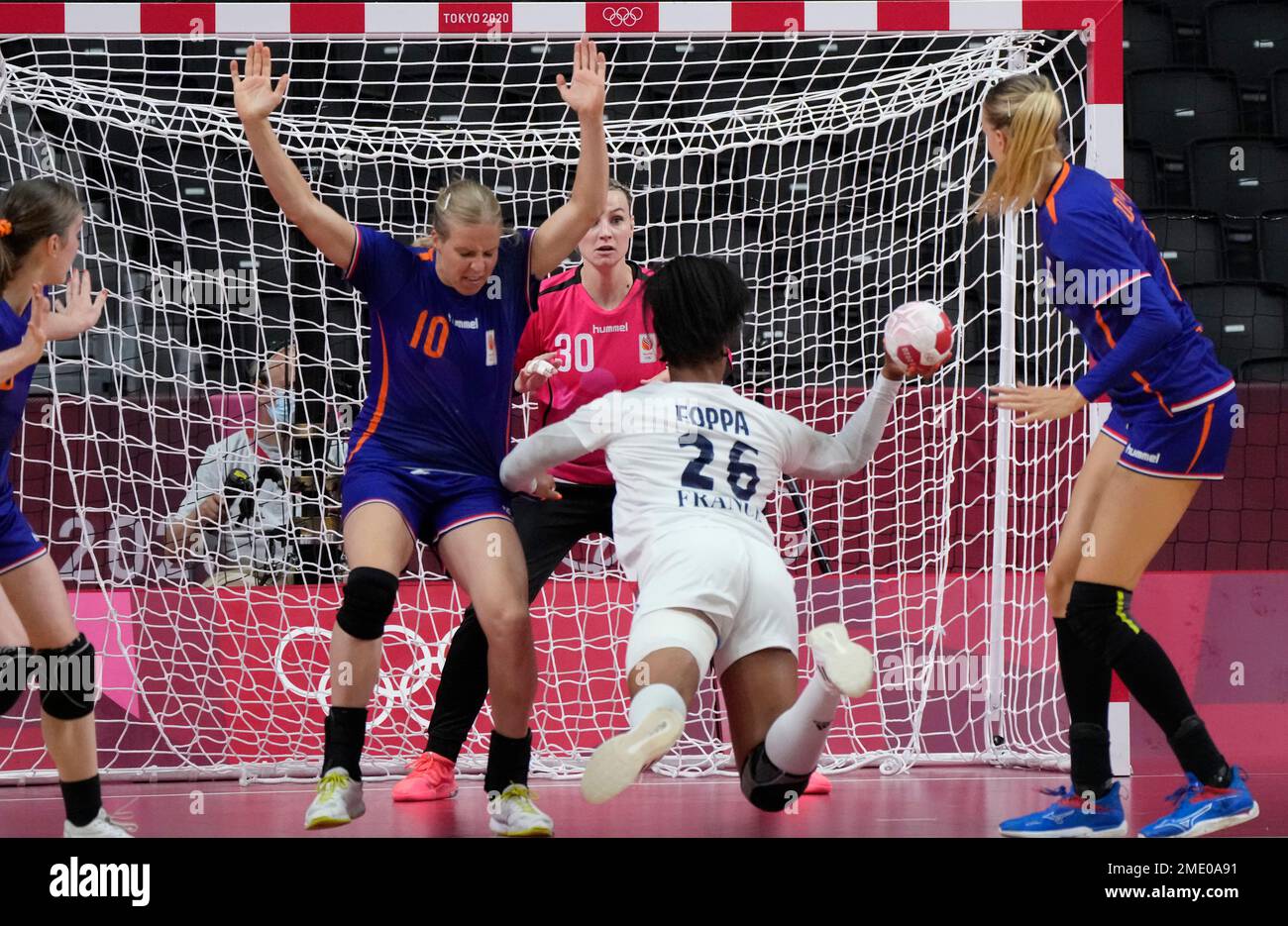 France's Pauletta Foppa makes a shot during the women's quarterfinal ...
