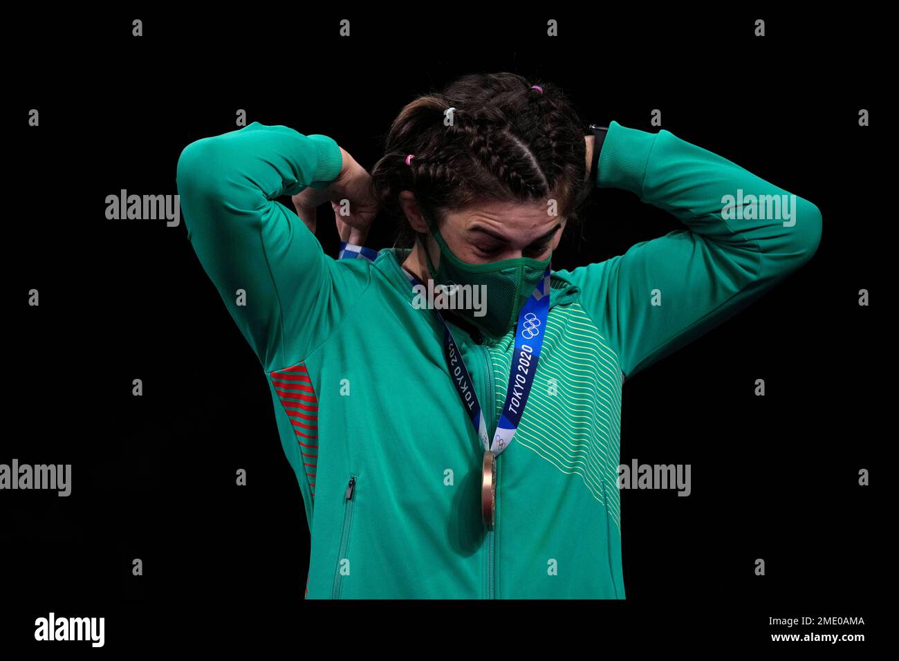 Bronze medalist, Bulgaria's Taybe Mustafa Yusein celebrates on the ...