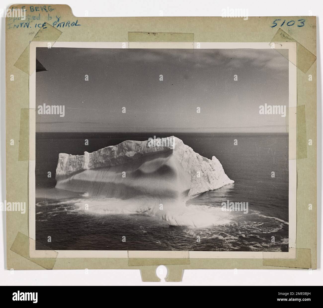 A Coast Guard plane operating from an Ice Patrol cutter spots an ...