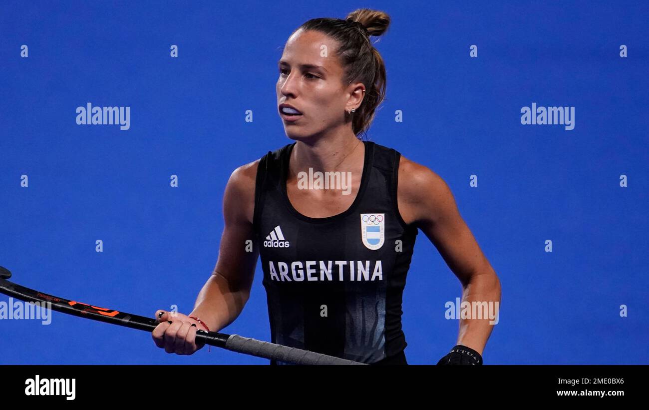 Argentina's Sofia Toccalino runs the field during a women's field ...
