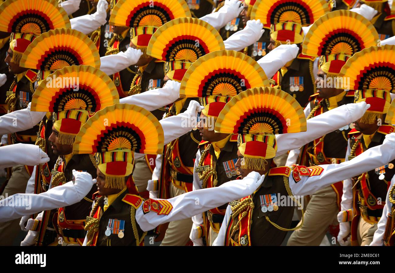 Indian RPF marching contingent at Kartvya Path during the full dress ...
