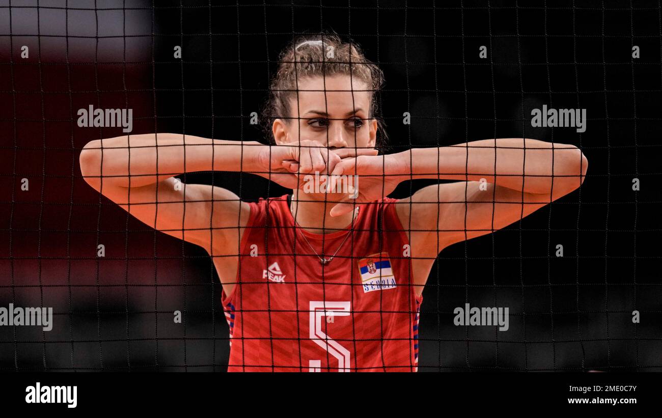 Serbia's Mina Popovic during the women's volleyball quarterfinal match ...
