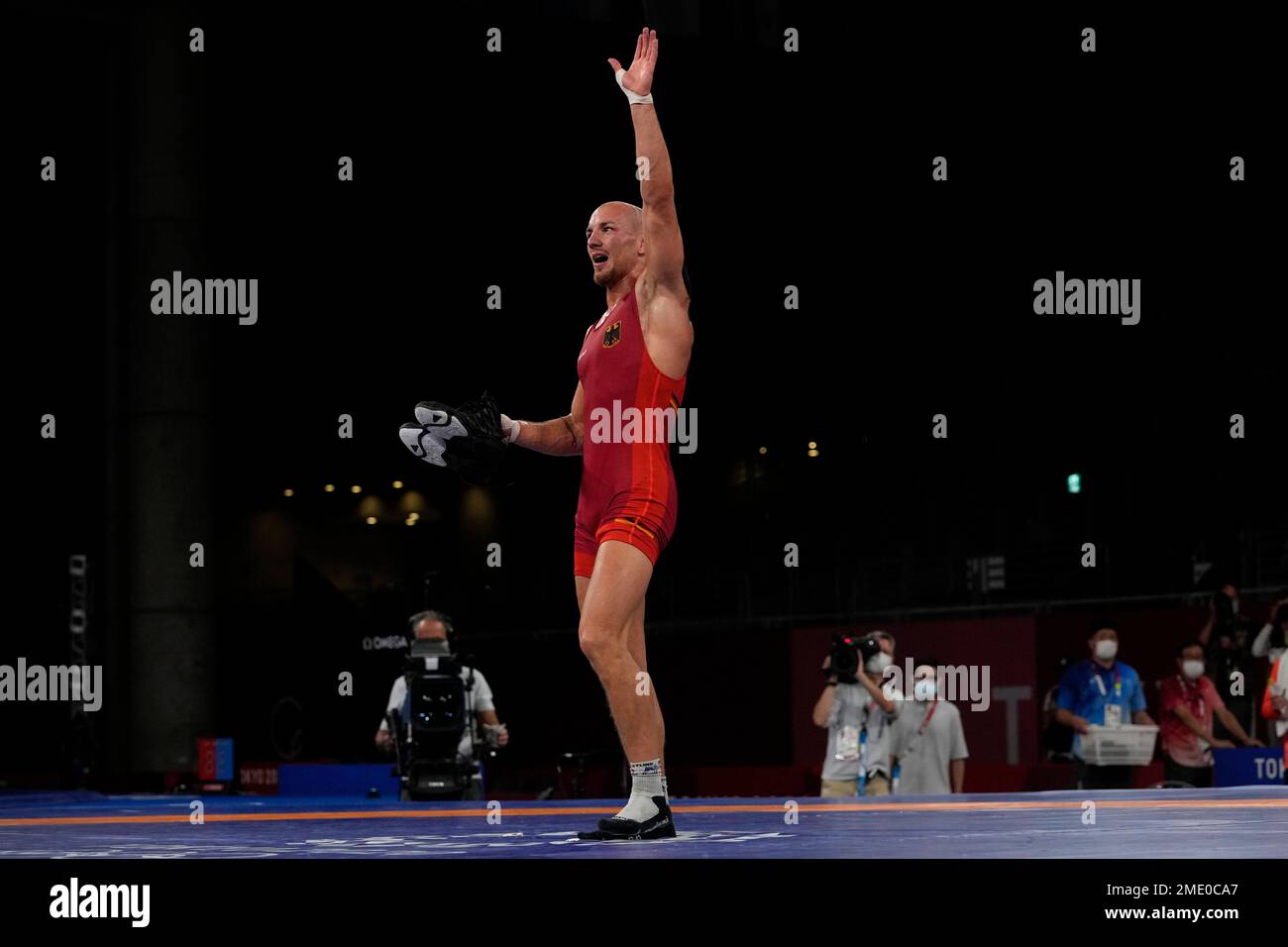 Germany's Frank Staebler celebrates defeating Georgia's Ramaz Zoidze in ...