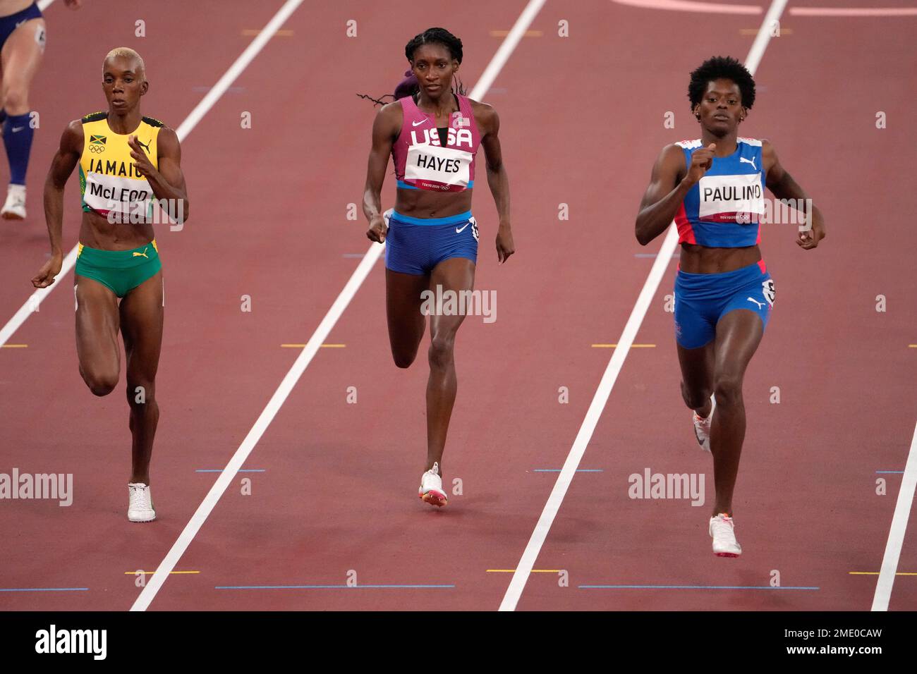 Candice Mcleod, of Jamaica, Quanera Hayes, of United States and ...