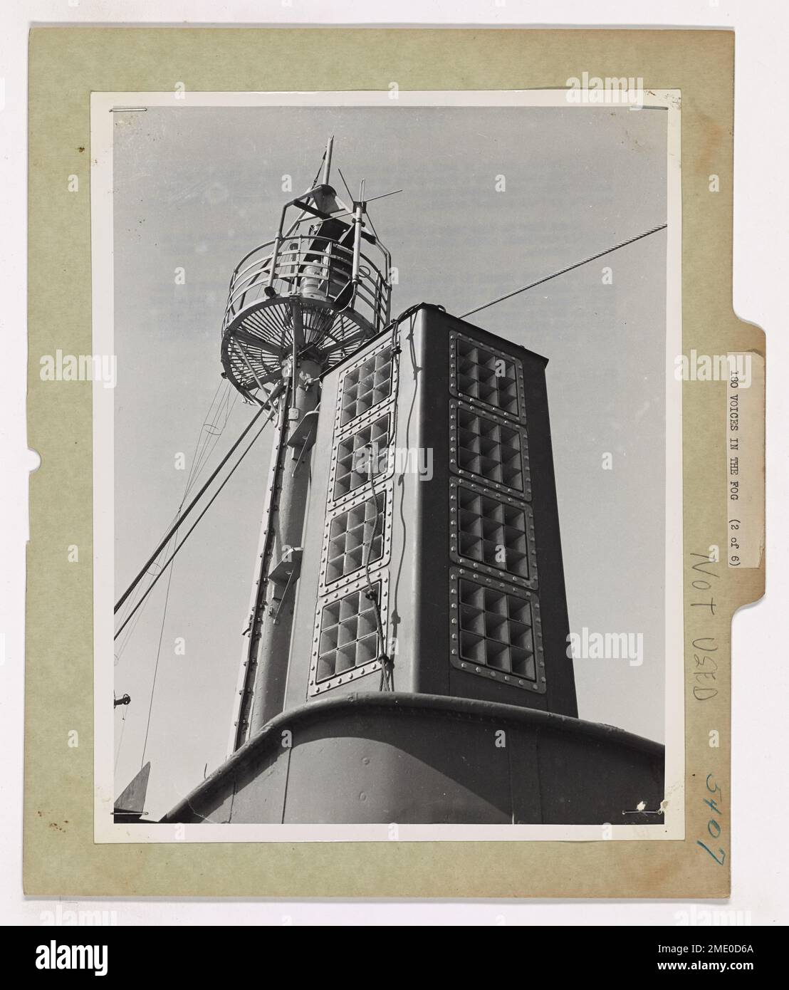 The photograph shows the electronic fog signal aboard Coast Guard ...