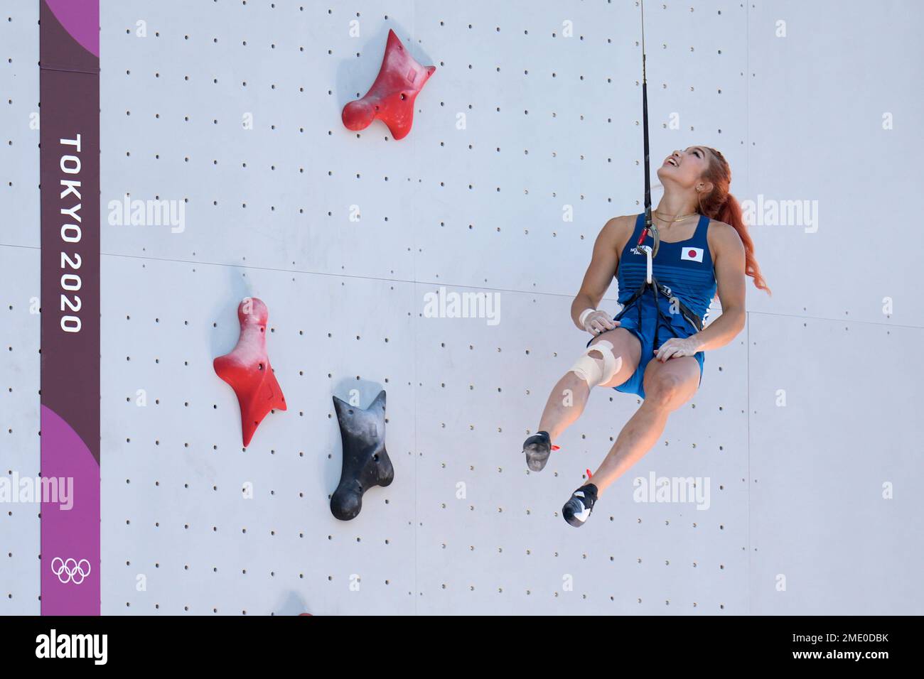 Miho Nonaka, of Japan, looks up after participating during the speed ...