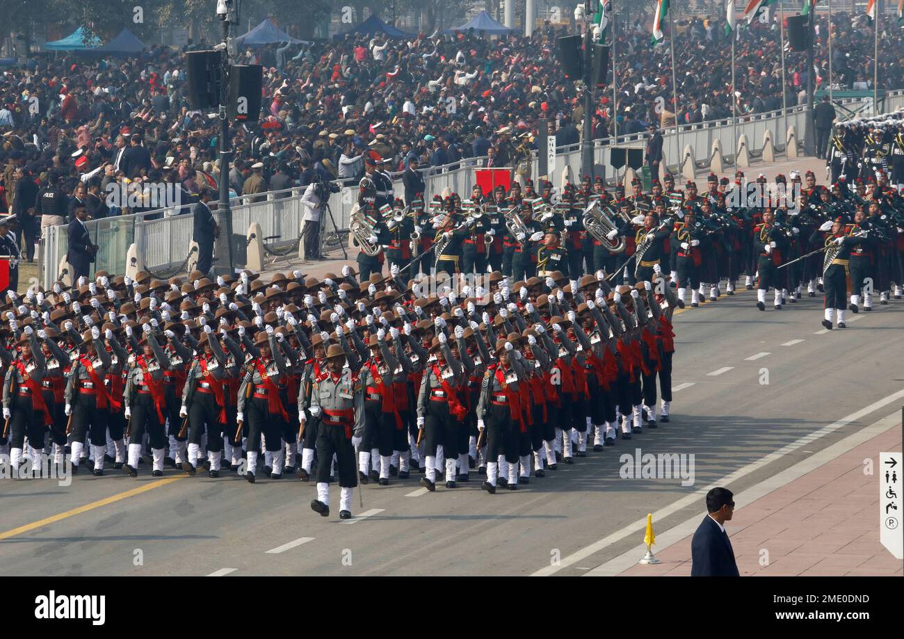 New Delhi, India. 23rd Jan, 2023. Indian Assam Rifles marching ...