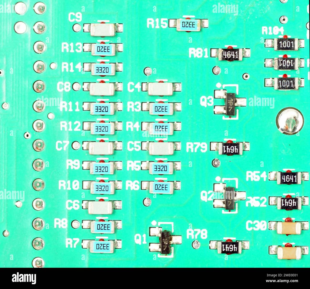 A film resistors soldered line up on PCB boards Stock Photo - Alamy