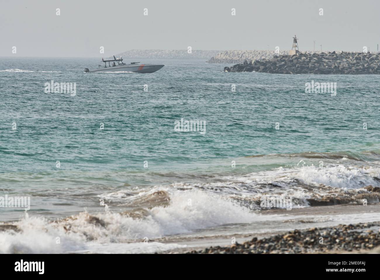 An Emirati Coast Guard vessel patrols off Fujairah, United Arab ...