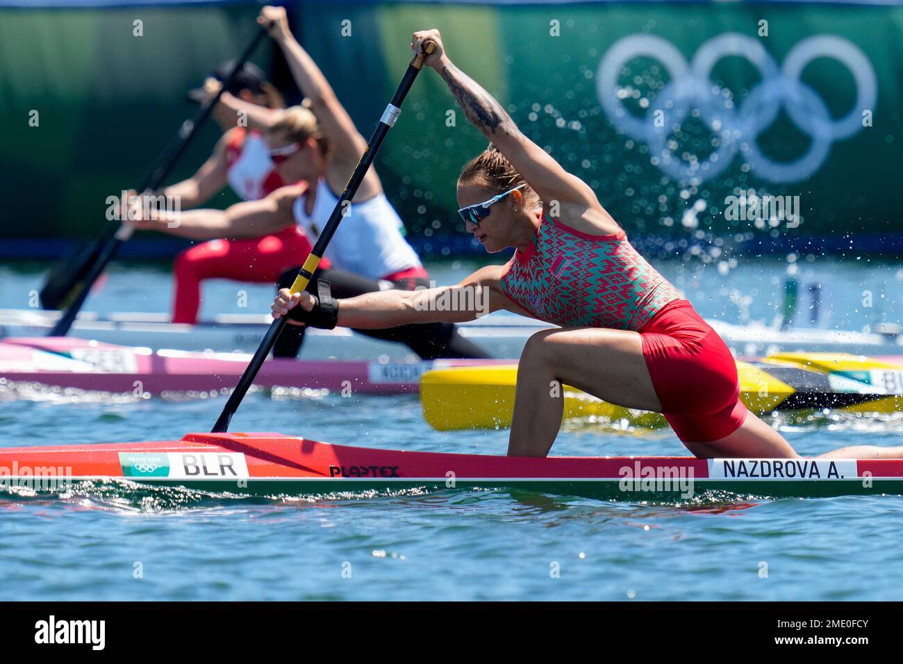 Alena Nazdrova, of Belarus, competes in the women's canoe single 200m ...