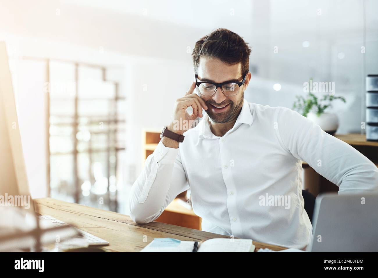 Another client has called back with some good news. a young businessman ...