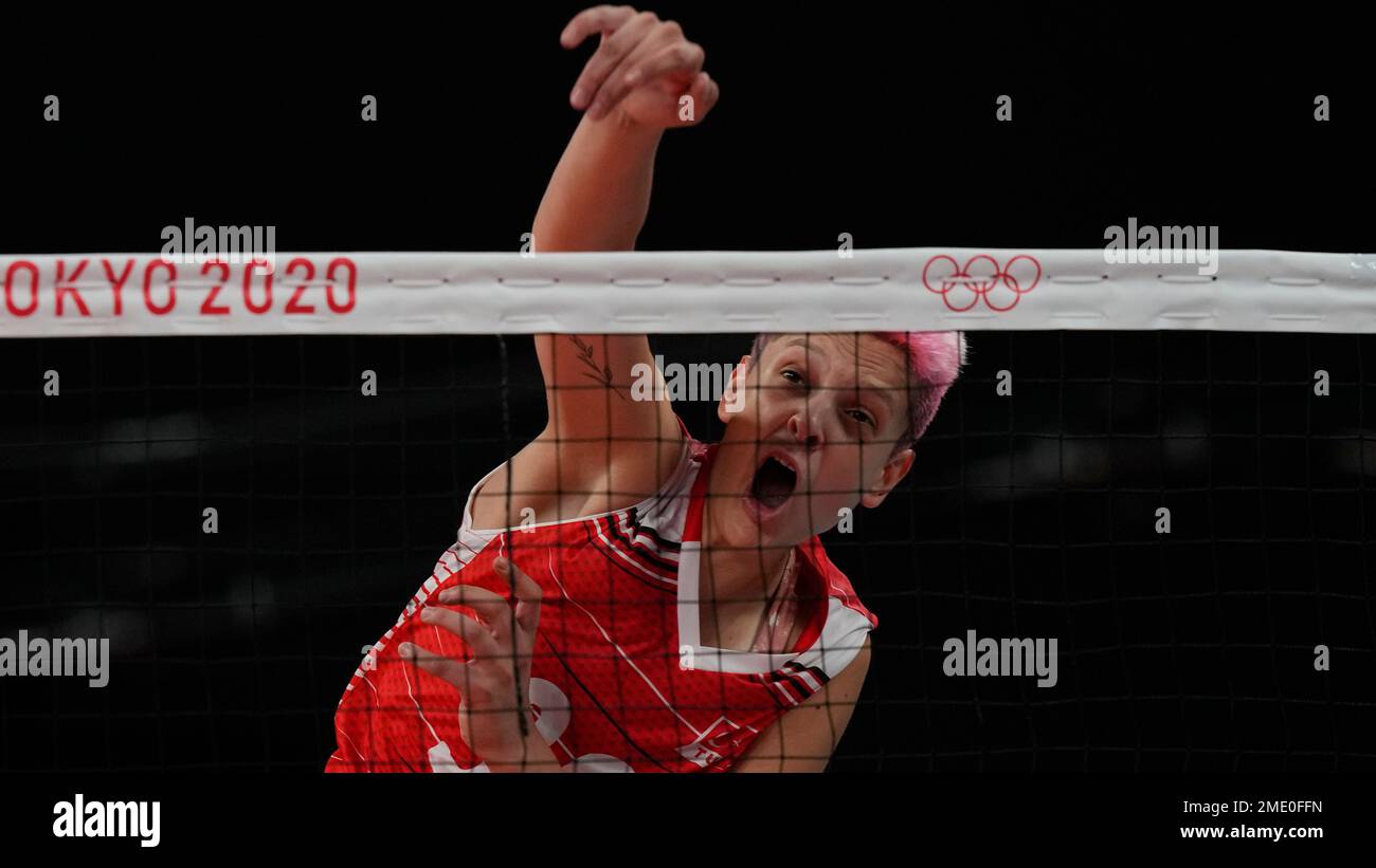 Turkey's Ebrar Karakurt during the women's volleyball quarterfinal ...