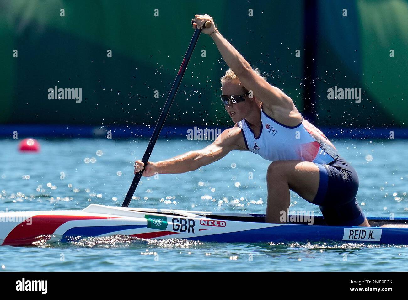 Katie Reid, of Great Britain, competes in the women's canoe single 200m ...