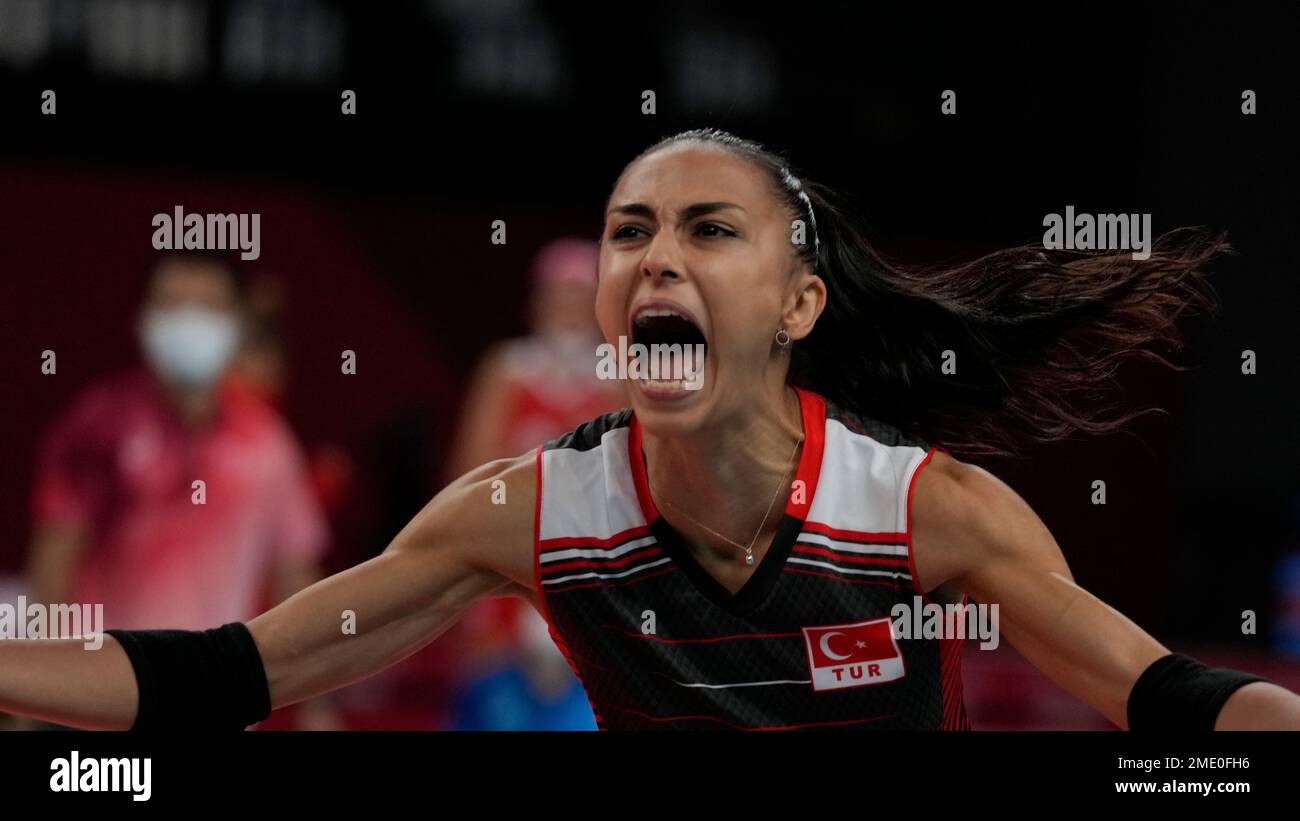 Turkey's Simge Sebnem Akoz during the women's volleyball quarterfinal ...