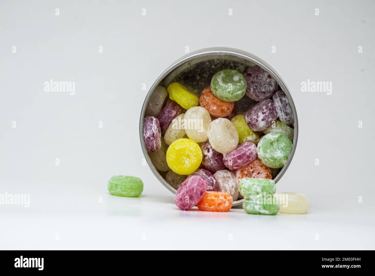 colorful sweet flavoured boiled sweets, candies, Candy on white, black ...