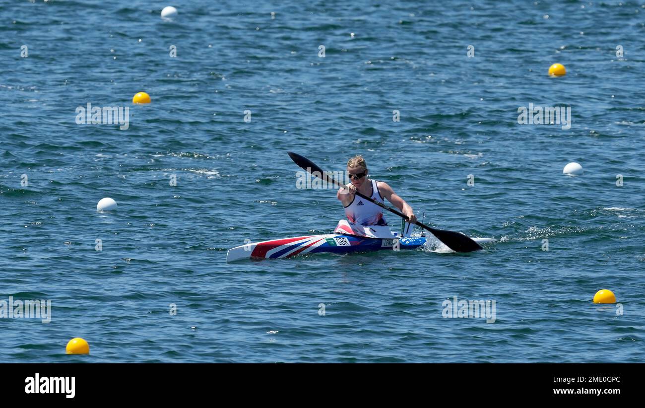 Emily Lewis of Britain competes in the women's kayak single 500m heat ...