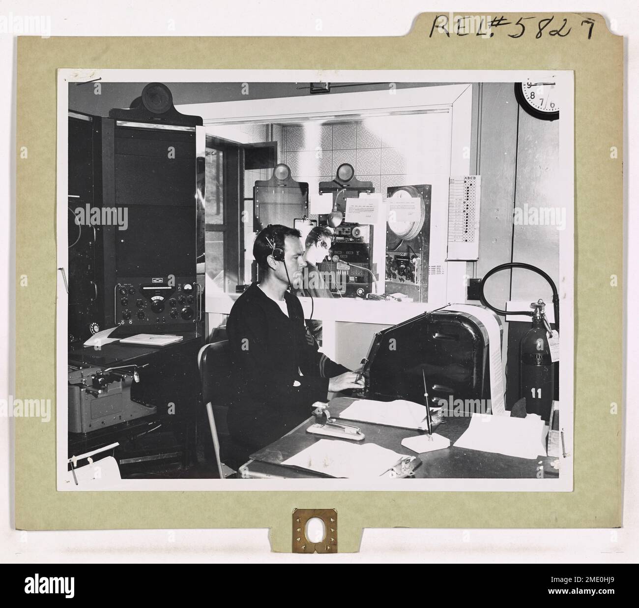 Coast Guard radiomen are shown on duty at the Point Vicente Radio ...