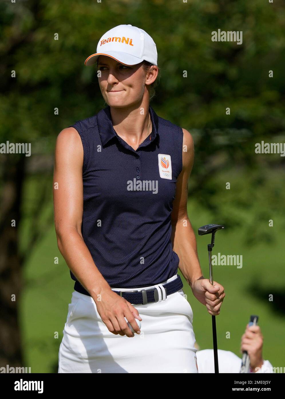Anne van Dam, of the Netherland, walks on the first green during the ...
