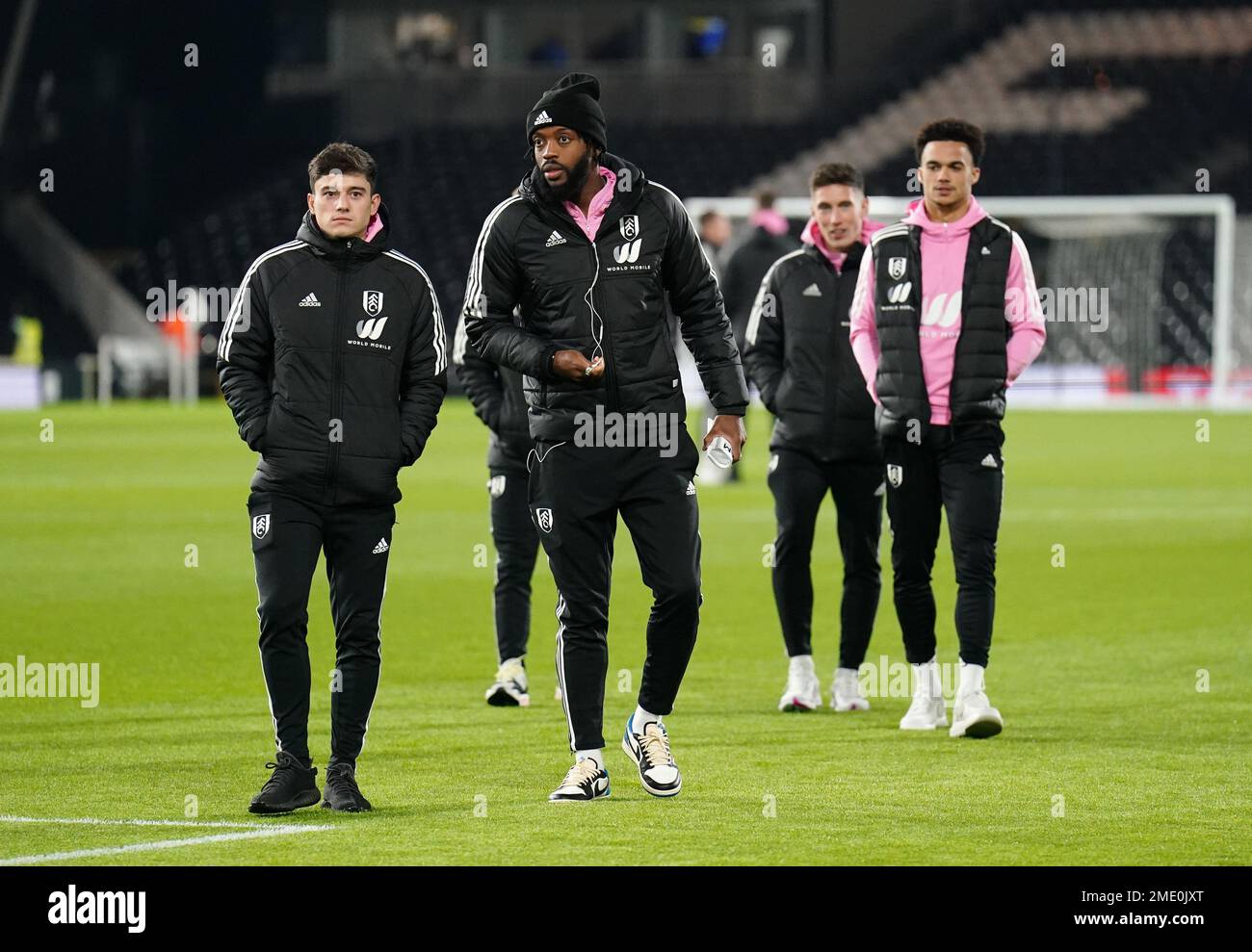 Fulham players on the pitch before the Premier League match at the ...