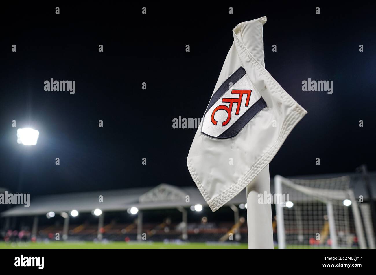 A view of a Fulham corner flag before the Premier League match at the ...