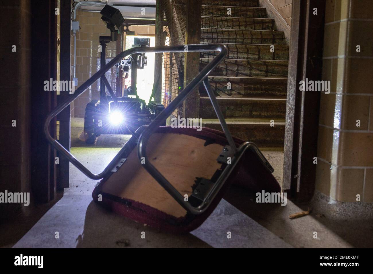 A robotic platform navigates an improvised explosive device obstacle ...