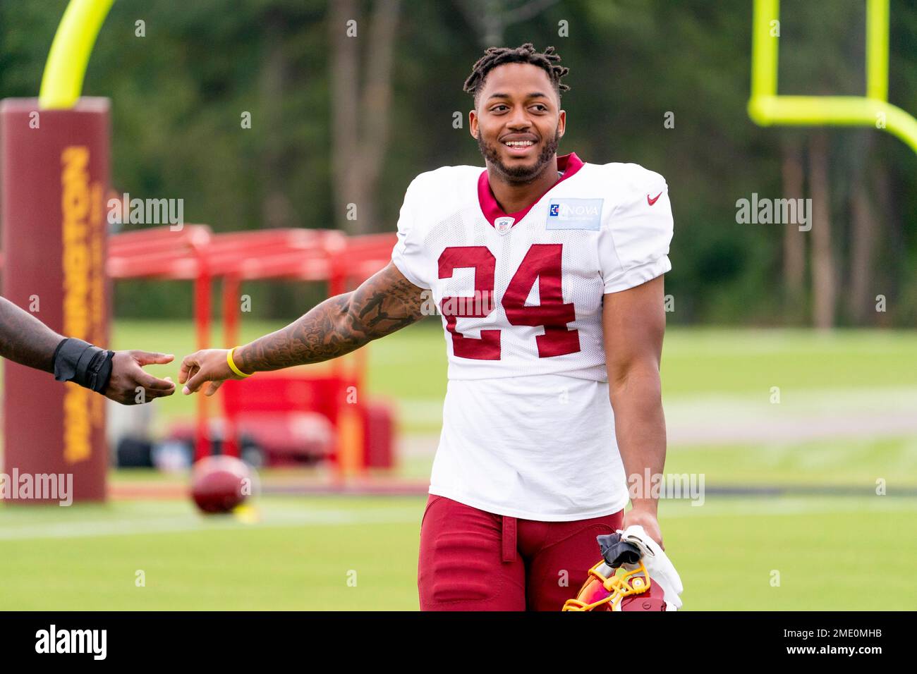 Washington Football Team running back Antonio Gibson (24) arrives for ...