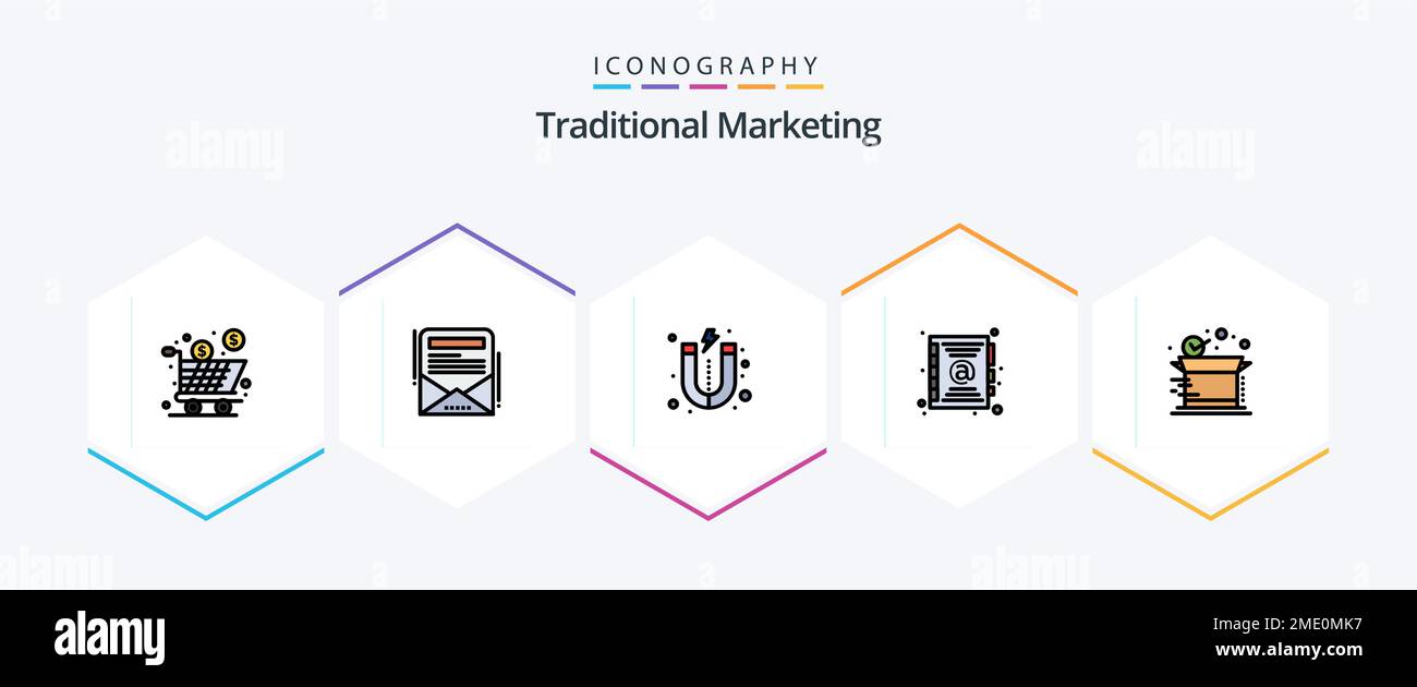 Traditional Marketing 25 FilledLine icon pack including shipping. delivery. lead. box. book ...