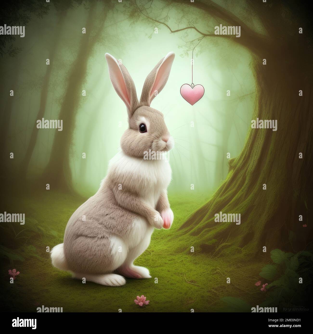 Cute Rabbit on shiny fairytale background. Happy Chinese new year 2023 ...